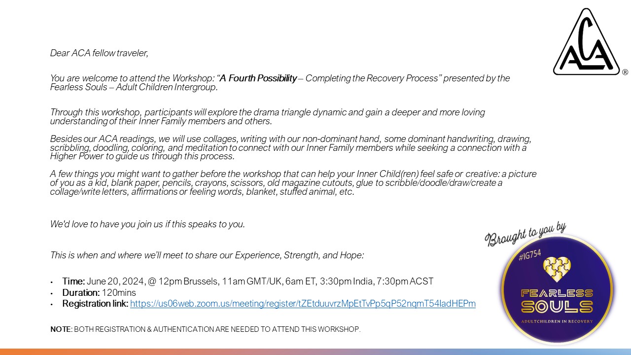 A Fourth Possibility – Completing the Recovery Process | ACA WSO